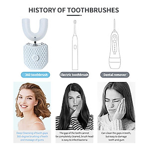 Magentak Automatic Electric Toothbrush for Adults, 360 Degree Electric Toothbrush, Electric Travel U Shape Toothbrush, White