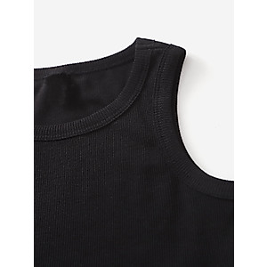 Milumia Girls Shirt 2 Pack Ribbed Knit Round Neck Casual Baisc Crop Tank Top (A Multicolor, 8 Years, Sleeveless)