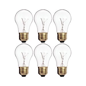 KOR (Pack of 6) 25A15/CL - 25-Watt A15 Incandescent Appliance Bulb - Clear Finish - Medium (E26) - Standard US Size Household Base 25W