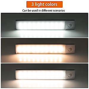 SOKOSEY Motion Sensor Under Cabinet Lights 40 LED USB Rechargeable Battery Operated LED Closet Light, Wireless Magnetic Dimmable Under Cabinet Lighting for Wardrobe,Closets,Cabinet,Cupboard 4 Pack