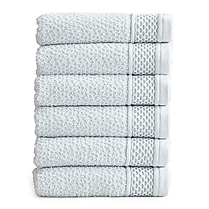 Market & Place 100% Cotton Super Soft Luxury Hand Towel Set | Quick-Dry and Highly Absorbent | Popcorn Textured | 500 GSM | Includes 6 Hand Towels | Park Avenue Collection (Spa Blue)