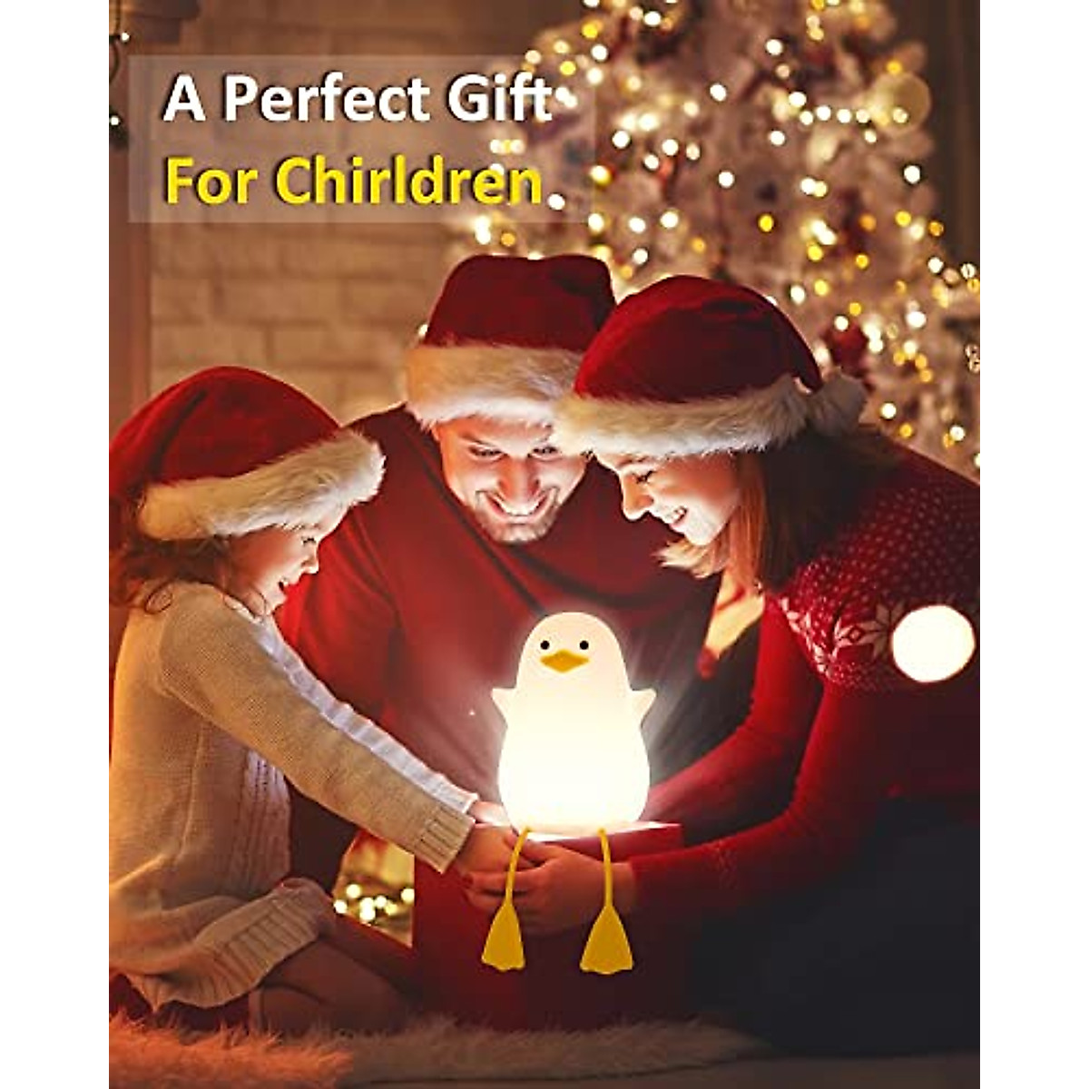 Attivolife Duck Night Light for Kids, Cute Animal Silicone Lamp Touch Control + Dimmable + Timer, USB Rechargeable LED Feeding, Bedside Bedroom Decor Birthday Gifts for Toddler Baby Women