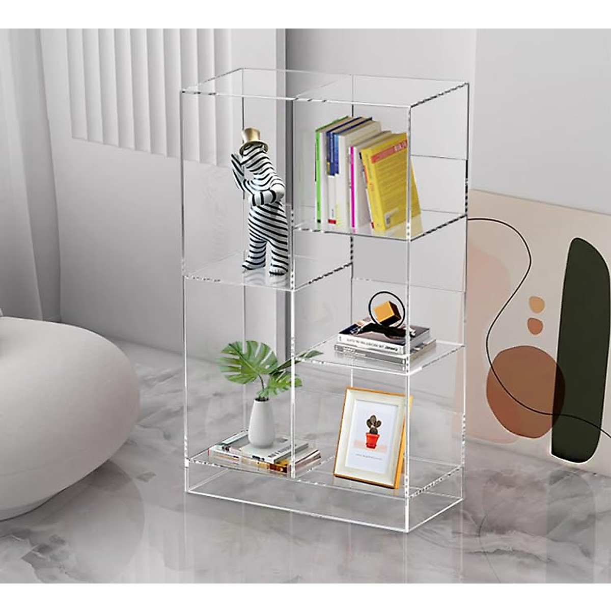 ONELUX 2306 Multi-Functional Acrylic Storage Rack,Shelf Opening, Bedroom Living Room Bathroom Vertical Bookcase, Display Shelf, Storage Organizer, (5 Cube)