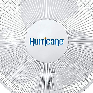 Hurricane Wall Mount Fan - 16 Inch, Supreme Series, Wall Fan with 90 Degree Oscillation, 3 Speed Settings, Adjustable Tilt - ETL Listed, White