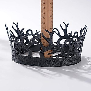 S SNUOY Black King Crowns for Men Antique Branch Crown Baroque Full Round Metal Crowns for Birthday Costume Prom Accessories Diameter 16cm Small Size Circumference 50cm