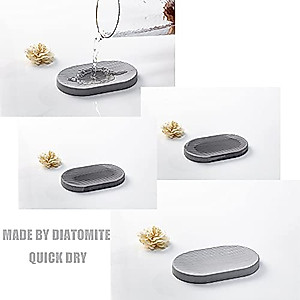 Bathroom Accessory Set Grey, Toothbrush Holder Set Diatomite, Bathroom Accessories Countertop Complete with Electric Toothbrush Holders, Soap Dish Set