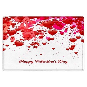LB Valentines Day Bathroom Rug Red Heart Balloon Bath Mat Romantic Love Doormat Non Slip Memory Foam Super Absorbent Floor Mats,24Wx16H Inch