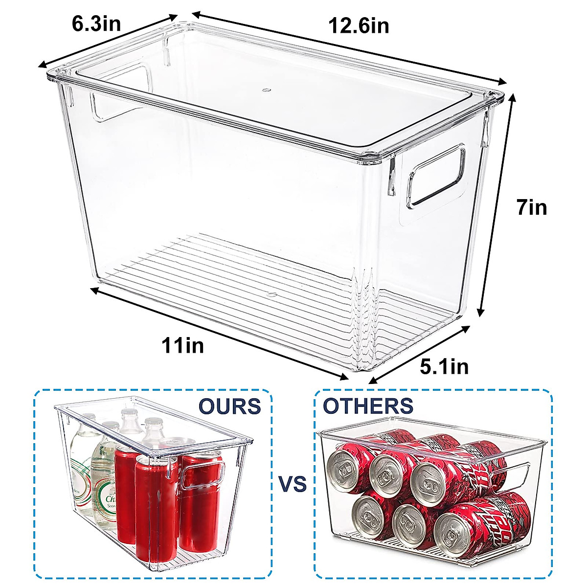 Moretoes 6 Pack Clear Plastic Storage Organizing Bins with Lids, Kitchen Organization Cabinet Fridge Organizer, Pantry Organization and Snack Storage Bins
