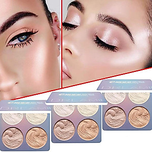 Highlighter Powder Palette, Shimmer Highlighters Makeup Iluminador, Great Long Lasting Waterproof, Glow Bronzer Highlighter Powder