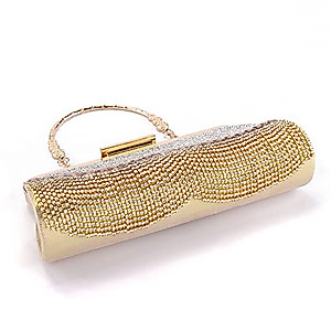 CHIC DIARY Rhinestones Crystal Clutch Purse for Women Top Handle Evening Bag for Party Prom Crossbody Purse Shoulder Handbag