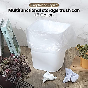 Eccliy 6 Pack Plastic Trash Can with 3 Rolls of Trash Bags Small Wastebasket Trash Can Garbage Container Bin, Trash Bin for Bathroom, Bedroom, Home Office, Living Room, Kitchen (Gray, White, Medium)
