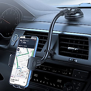 Car Phone Holder Mount,Dashboard/Windshield/Air Vent Cell Phone Holder,Gooseneck Long Arm Cradle Anti-Shake Handsfree Stand Compatible with iPhone and All Smart Phones,Universal 2 in 1 Phone Holder