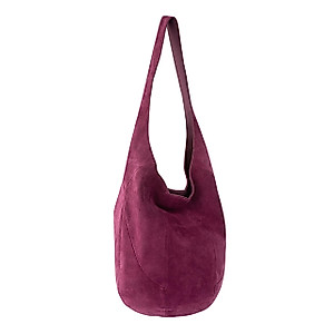 The Sak 120 Hobo Bag in Crochet - Large Women's Purse & Shoulder Bag for Everyday Travel - Durable Handbag With Back Zipper Pocket and Magnetic Snap Closure - Leather/Currant Suede