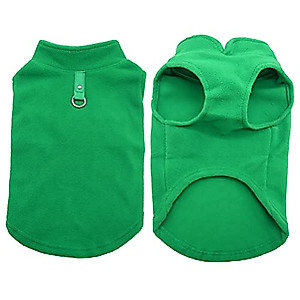 Dog Fleece Vest Soft Winter Jacket Sweater with D-Ring Leash Cold Weather Coat Hoodie for Small Medium Large Dogs Dark Green X-Large