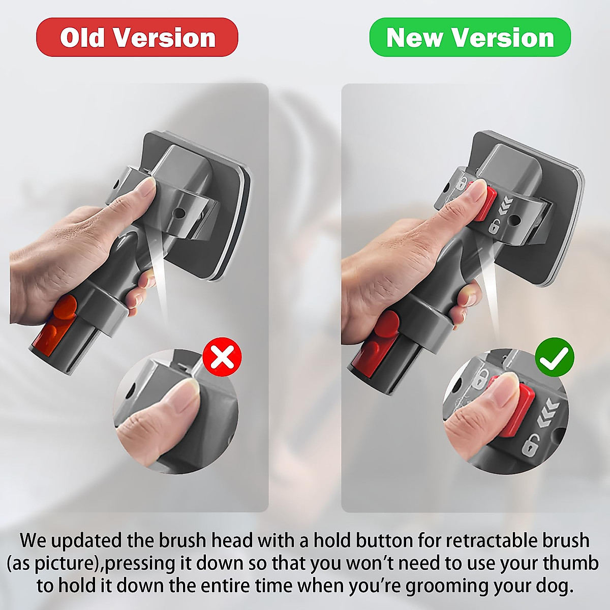 Groom Tool Attachments Brush&Extension Vacuum Hose Compatible with Dyson V8 V7 V10 V11 V12 V15 Vacuum Cleaner with Quick Release Converter Adapter Dog Pet Groom Tool(Brush&Extension Hose&Trigger Lock)