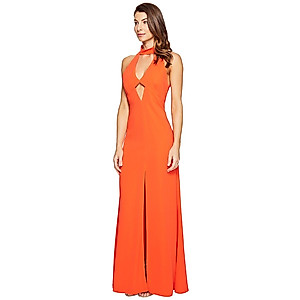 Jill Jill Stuart Women's High Neck Cut Out Gown, Tangerine, 8