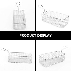 YARDWE Snack Serving Round Serving Tray Frying Basket for Pot Deep Fryer Basket Turkey Fryer Basket Food Tray French Fries Basket Stainless Steel Fry Basket Frying Pan Rectangle