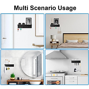 Key Holder Wall Mount and Magnetic With Mail Organizer Small Key Ring Rack with 6 Key Hooks and Shelf Next to Door Keys Sunglasses Coat Hanger for House Door Entryway Hallway and Office (Black)