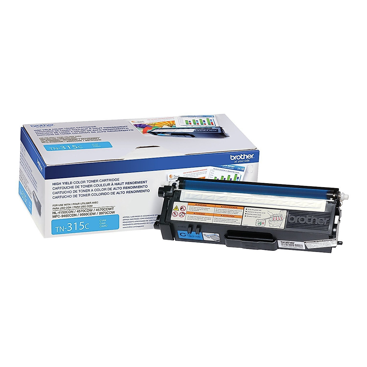 Brother Genuine TN315BK, TN315C, TN315M, TN315Y High Yield Color Laser Black, Cyan, Magenta and Yellow Toner Cartridge Set