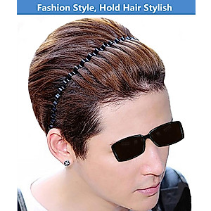 bodbop XINGZHE Hairband, Metal Unisex Wavy Hair Hoop with Teeth for Men, Women, and Boys, 2 PCS Black for Sports