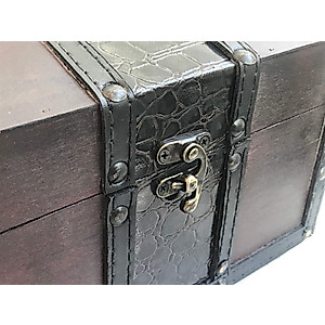 MAXFLO Handcrafted Wooden Treasure Chest Decorative Storage Box with Lock for Home Decor