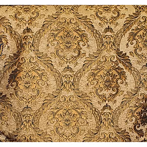 Damask Tapestry Chenille Fabric - Upholstery Fabric, L.Gold - 60" Width - Sold BTY