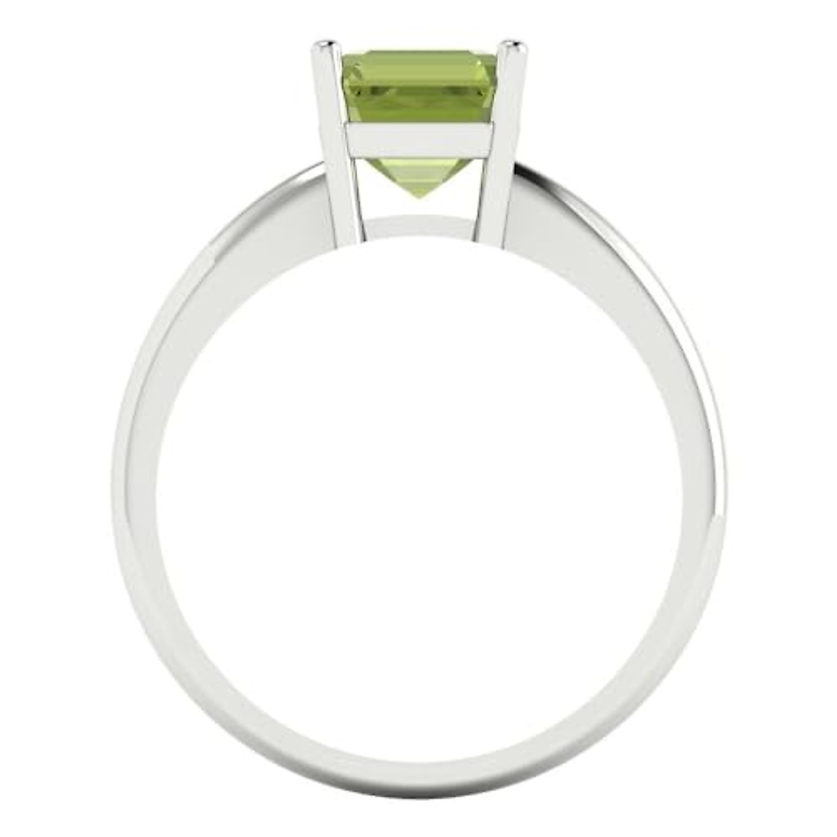 Clara Pucci 1.50 ct Asscher Cut Solitaire Natural Peridot Engagement Wedding Bridal Promise Anniversary Ring 18K White Gold Size 4.75