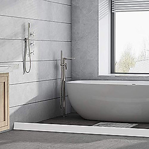 Collapsible Shower Threshold Water Dam Buthtub Water Stopper Shower Barrier Rubber Dam Silicon Water Blocker Dry and Wet Separation for Bathroom (66Inch)