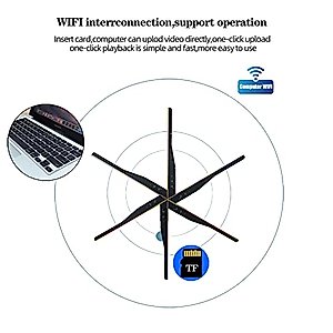 3D Hologram Fan Projector Display with APP, Trade Show Display 616PCS LED Beads, Four-Axis and High Transmission Speed, 3D Holographic Fan Uploaded by iOS and Android 27.5 inch