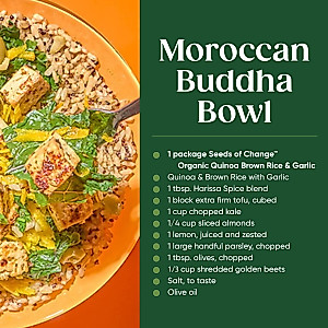 SEEDS OF CHANGE Organic Quinoa & Brown Rice with Garlic, Microwaveable Ready to Heat, 8.5 Ounce (Pack of 12)