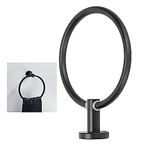 Towel Ring for Bathroom, 6.7in Diameter Towel Holder Ring, Aluminium Round Bath Towel Rings, Space Saving Ring Towel Holder, Multiuse Wall Towel Ring Holder for Bathroom Hotel(Black)