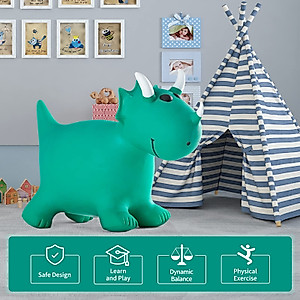 INPANY Dinosuar Bouncy Horse Hopper for Toddlers-Hopping/Hoppity/Bouncing/Bounce Horse, Jumping Horse, Inflatable Ride-on Animal Toy for Kids/Children/Boys/Girls (Pump Included)