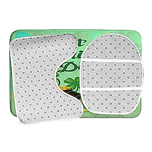 WONDERTIFY St. Patrick S Day Bathroom Antiskid Pad Clover Gold Coins Green Grass 3 Pieces Bathroom Rugs Set, Bath Mat+Contour+Toilet Lid Cover