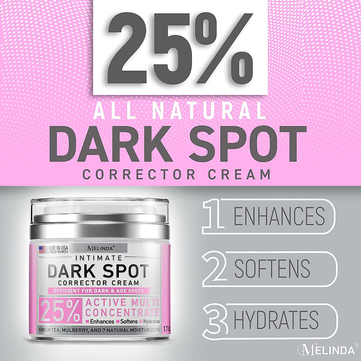 Dark Spot Corrector Cream for Face, Body & Sensitive Areas - Made in USA - Dark Spot Remover with Arbutin & Hyaluronic Acid - Even Skin Tone - 1.7 Oz