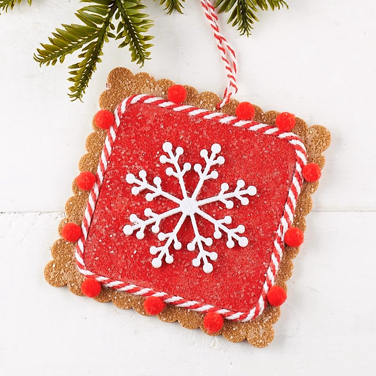 Snowflake Christmas Cookie Felt Ornaments Set of 3 by Factory Direct Craft - Christmas Decorations for Wreaths, Trees and Holiday Displays - 4-3/4 Inches