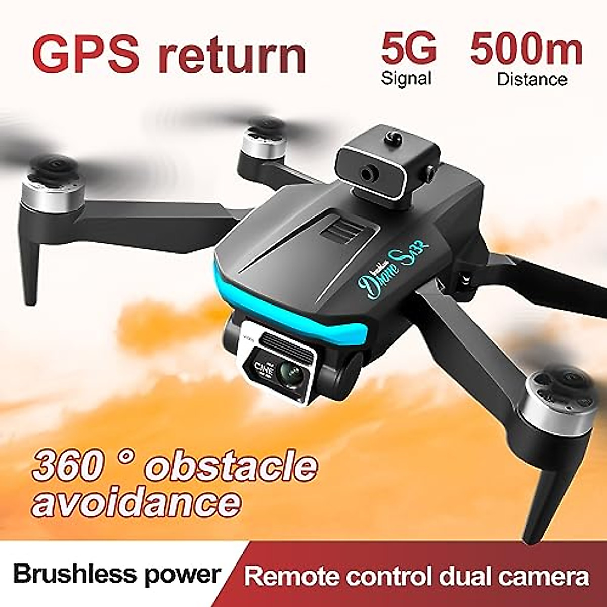 GoolRC GPS 5GWIFI Remote Control Drone with Camera 720P Dual Camera Obstacle Avoidance Brushless Motor Optical Flow Localization Remote Control Quadcopter for Kids Adults with Storage Bag