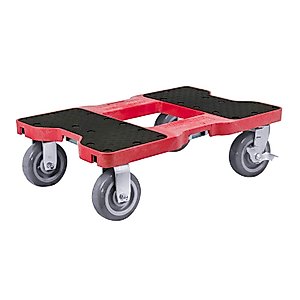 SNAP-LOC 1800 LB Super-Duty Dolly RED (USA!) with Steel Frame, 6 inch Casters and Optional E-Strap Attachment