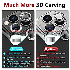 Tensea for iPhone 13 Pro - iPhone 13 Pro Max Camera Lens Protector, 9H Tempered Glass Camera Cover Screen Protector Metal Individual Ring for iPhone 13Pro 6.1 inch iPhone 13 ProMax 6.7 inch 2021