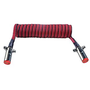 Tectran Heavy Duty Dual Tailgate Battery Charging or Tarping System Powercoil DTB Series | Two Dual Pole Buffalo Plugs | (12' Length x 12" Tractor Lead)