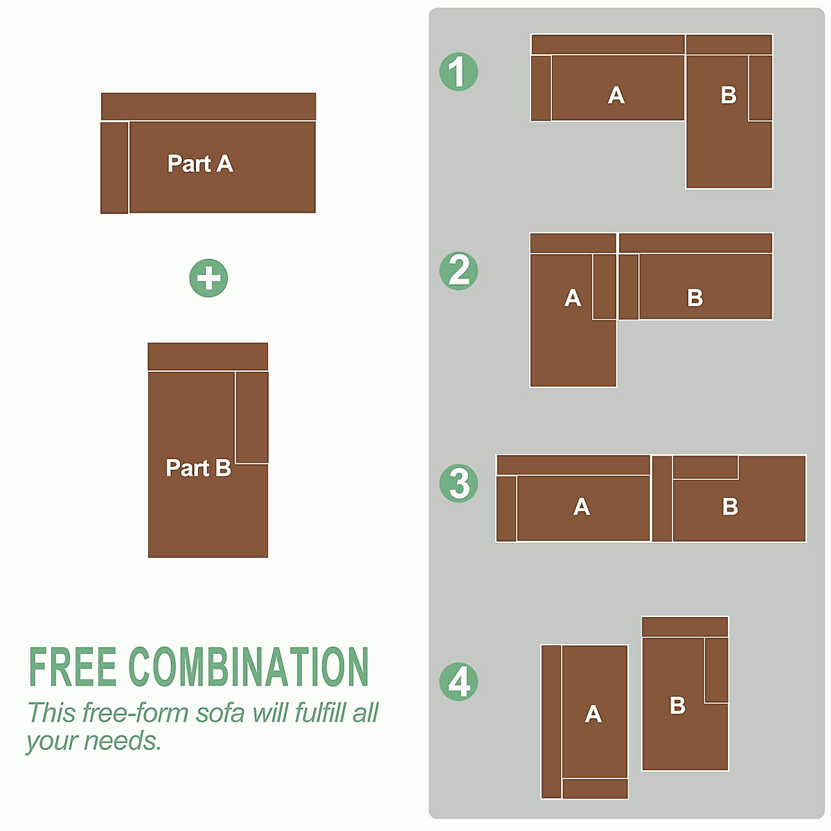 Yoglad Modern L-Shape Sectional Upholstery Sofa with Freedom Combination Living Room Sofa, Comfy Deep Seat Floor Furniture with 6 Pillows for Living Room, Office (Face The Right Chenille Grey Sofa)