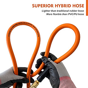 FYPower Air Compressor Whip Hose 1/4 Inch x 6 Feet Lead in Hybrid Hose with Fittings, Flexible and Kink Resistant, 1/4" Industrial Quick Coupler and Plug Kit