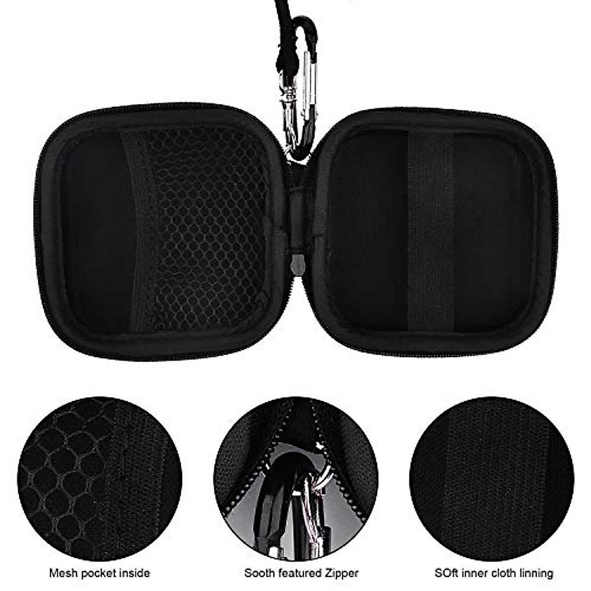 CAGOS Compatible with Powerbeats Pro Protective Case Canvas Nylon Accessories Hard Carrying Cover Case with 4 Pack Replacement Earbuds for Dre Powerbeats Pro- Black