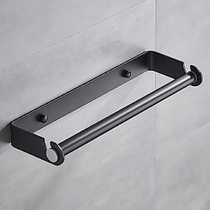 Paper Towel Holder Under Cabinet for Kitchen,Wall Mount Paper Towel Holder Paper Roll Holder,Self Adhesive or Screw Mounting Paper Towel Holder Wall Mount for Kitchen, Pantry, Sink, Bathroom (Black)