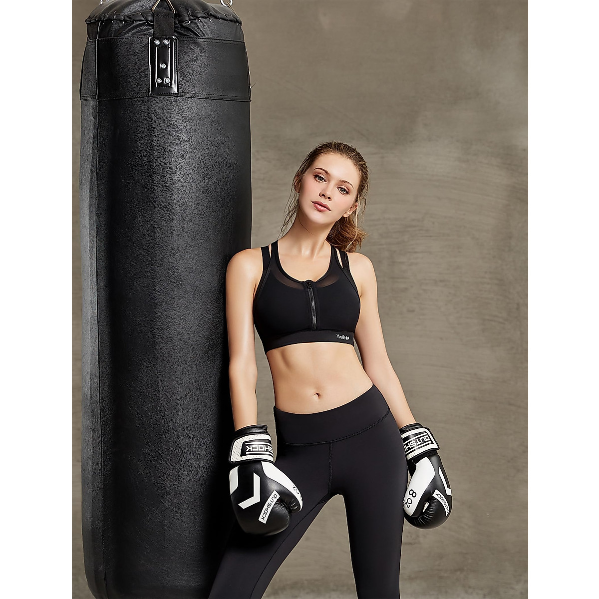 Yvette High Impact Women Sports Bra Front Closure Double Deck Mesh Running Bra for Plus Size, 08AGrey, L(DF)