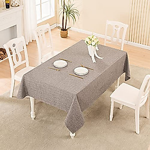 BALCONY & FALCON Rectangle Tablecloth Washable Wrinkle Resistant and Water Proof Table Cloth Decorative Linen Fabric Tablecloths for Dining Parties Kitchen Wedding and Outdoor Use (Rice Brown, 55x95)