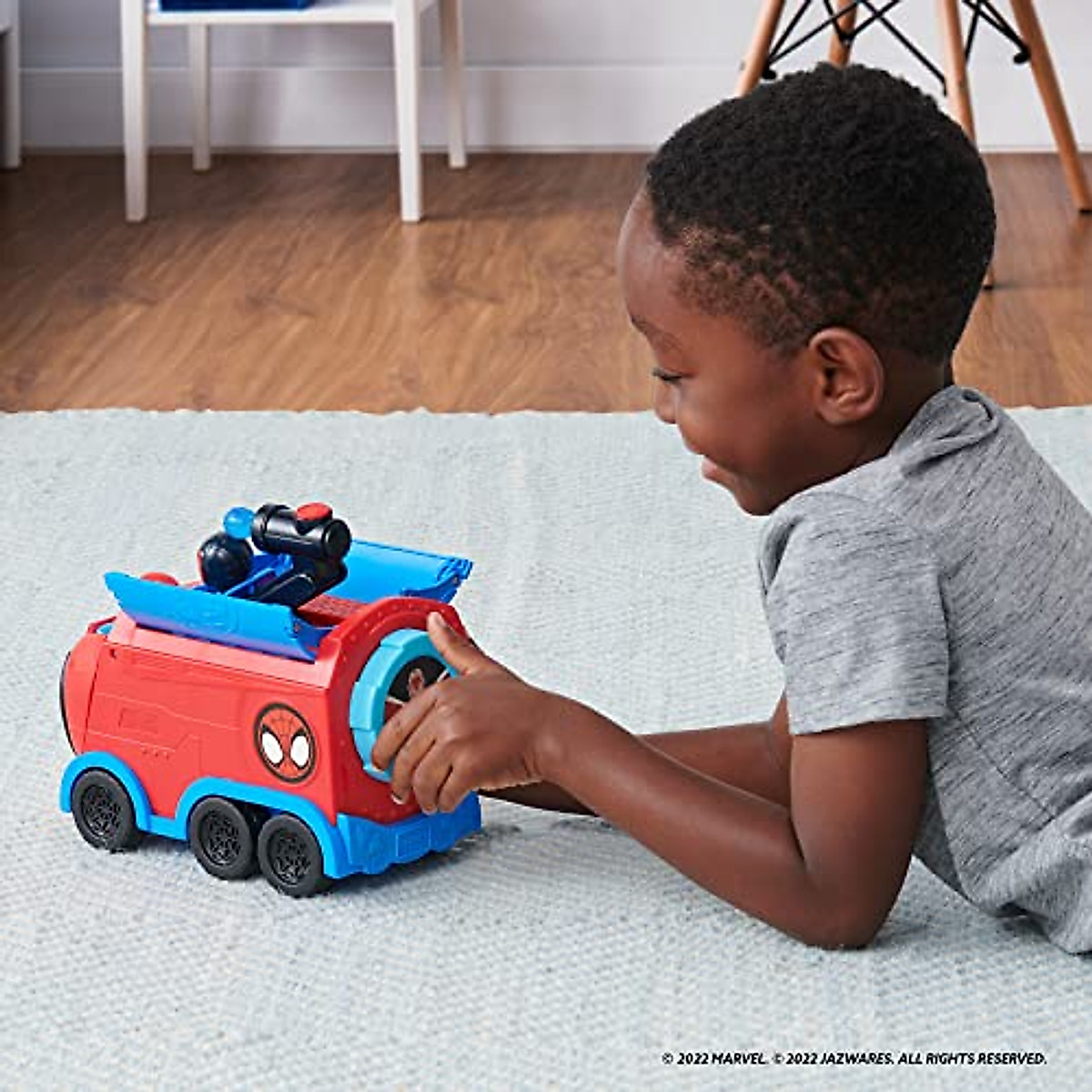 Marvel Spidey and His Amazing Friends Web Spinning Hauler - 8-Inch 3-in-1 Transforming Vehicle - Toys Featuring Your Friendly Neighborhood Spideys