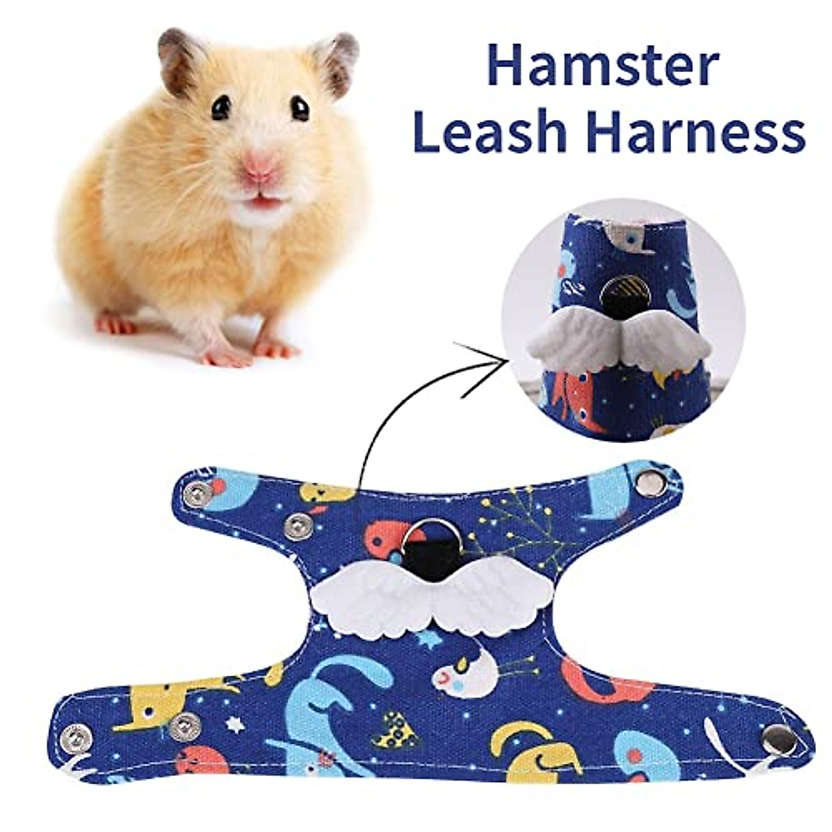 Yosoo Squirrel Harness, Adjustable Cute Angle Wings Comfort Harness Vest Clothes with Leash Hamster Gerbil Rat Mouse Ferret Chinchilla Small Animal Walking Toy (Light Blue)
