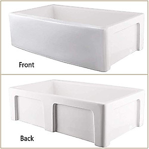 33 Inch White Farmhouse Sink-Hovheir 33x21 Fireclay Farmhouse Kitchen Sink Handcrafted Apron Front Farmhouse Sink Single Bowl Farm Sink White Farmers Sink Extra Deep Wide Curved Front Rustic Sink