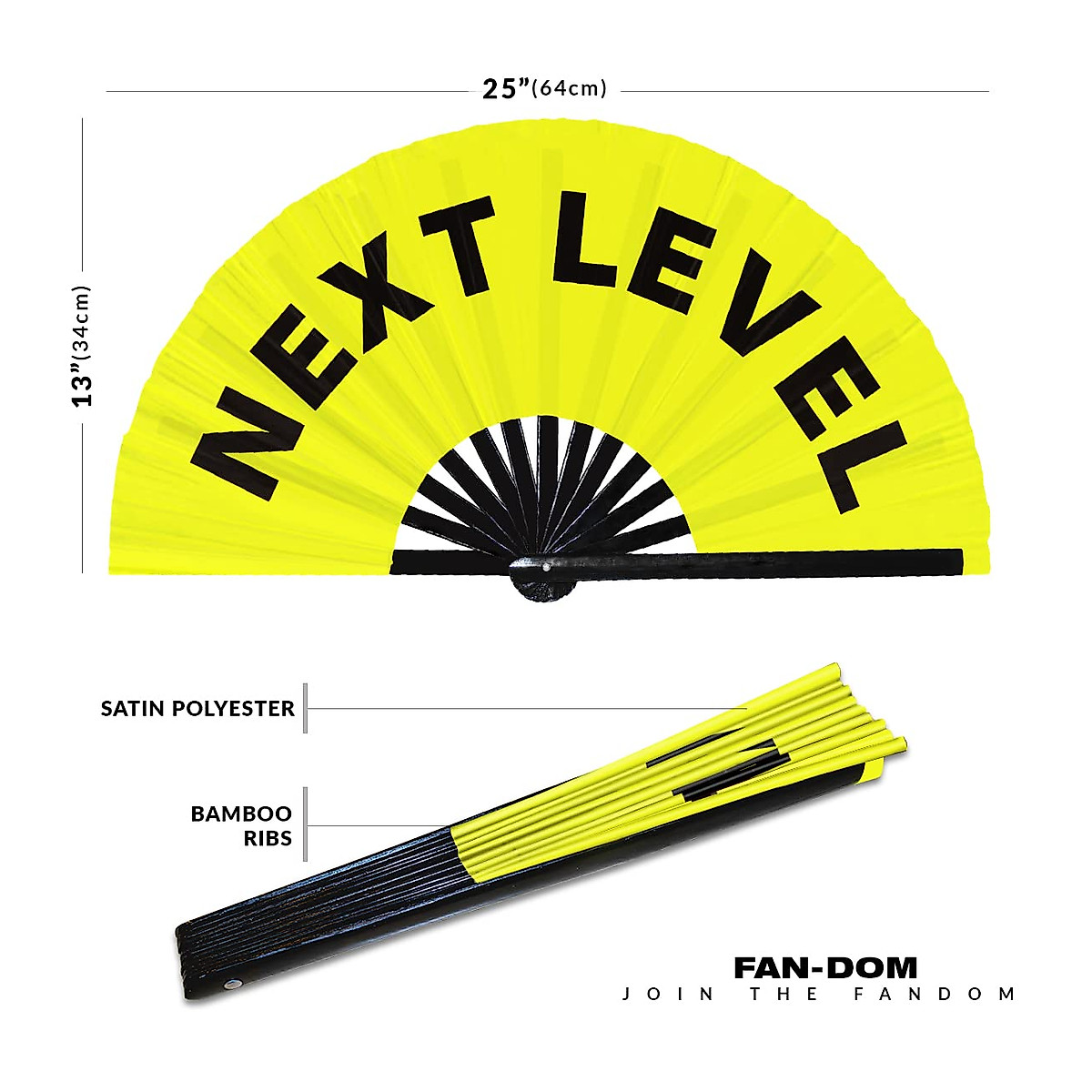 Next Level hand fan foldable bamboo circuit hand fan funny gag slang words expressions statement gifts Festival accessories Rave handheld Circuit event fan Clack fans (Yellow)