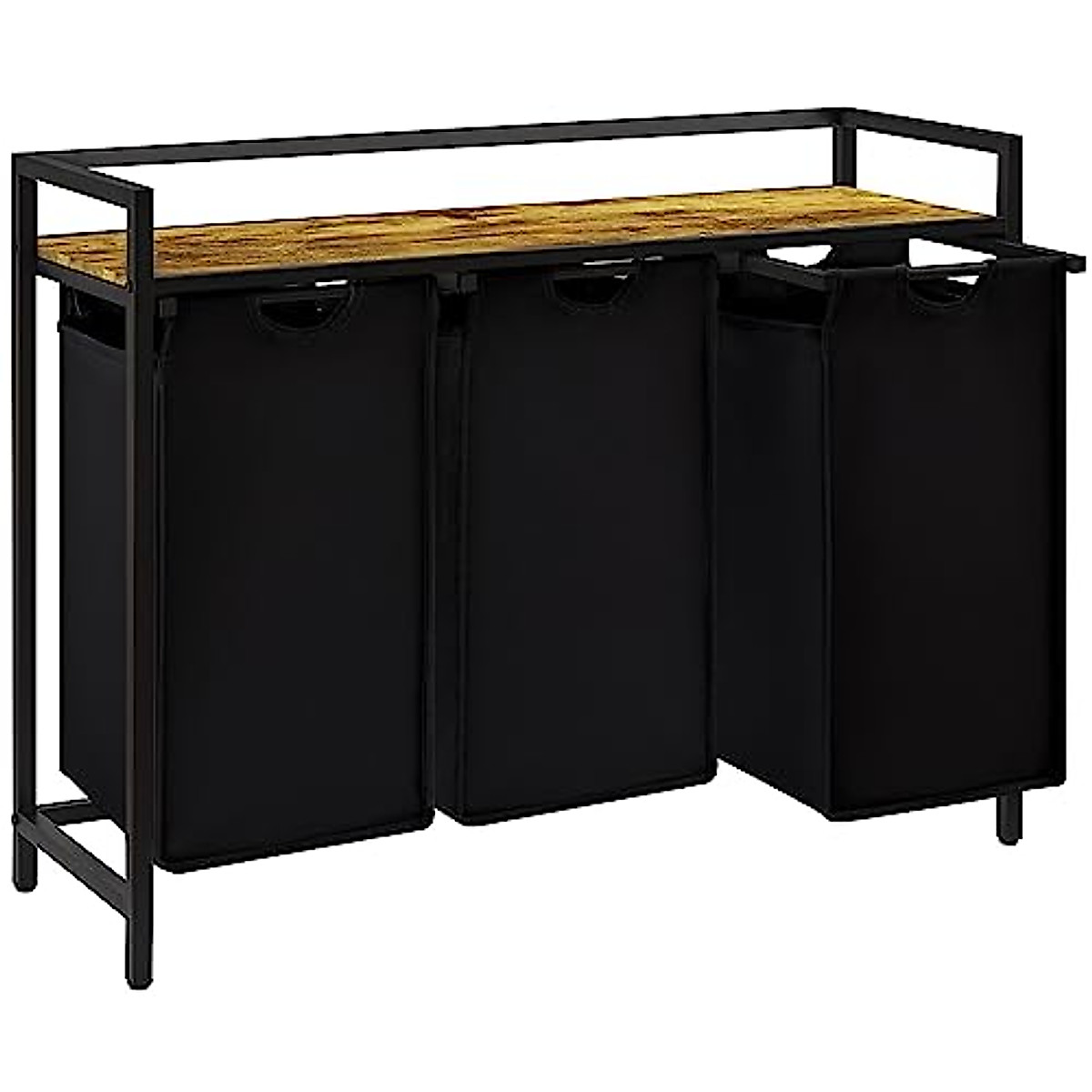 Lifewit Laundry Hamper 3 Section, 120L Pull out Laundry Clothes Basket Organizer with Large Top Shelf and 3 Removable Bags and Handles, Laundry Sorter for Laundry Room Bedroom Bathroom Dorm, Black